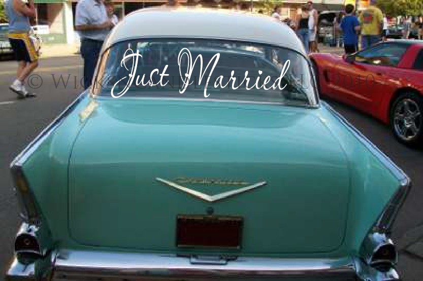Just Married Heartfelt Wedding Car Decal on Luulla